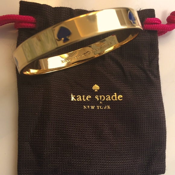 kate spade | Jewelry | Kate Spade Gold Bangle With Navy Blue Iconic ...
